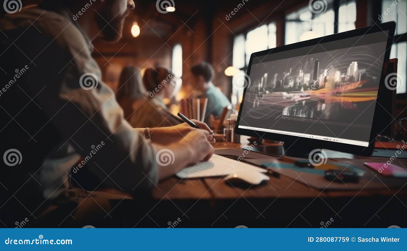 Creative Collaboration: Designing the Future in a Digital Studio Stock Illustration ...