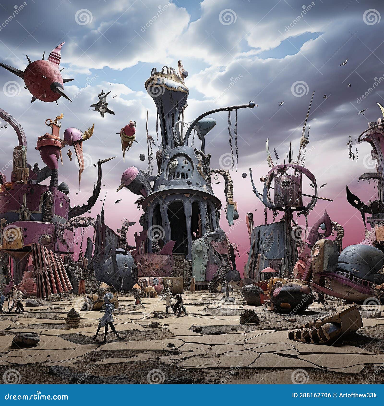 Epic Clash: Surreal Creatures Engaged in Futuristic Battle Stock ...