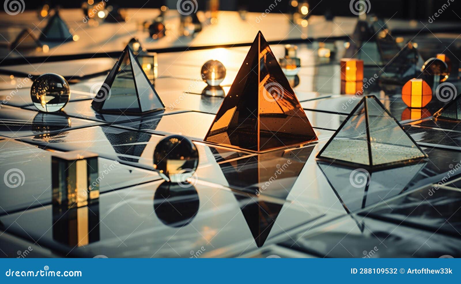 Dynamic Geometric Harmony: Abstract Shapes on Reflective Marble Stock ...