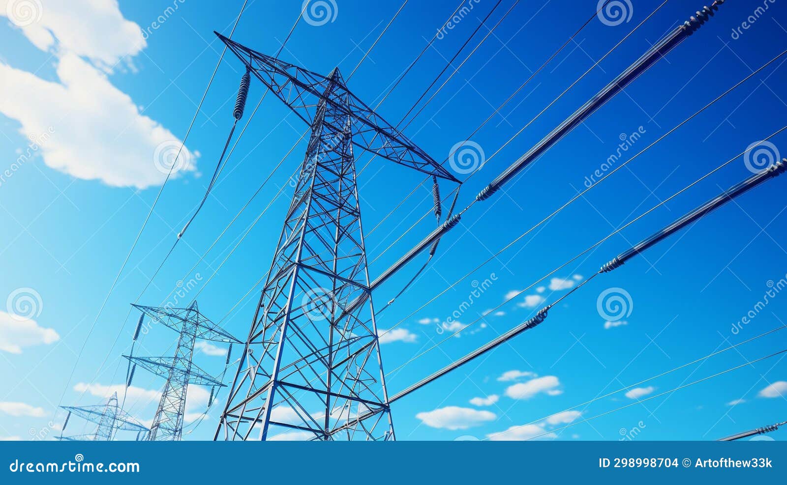 Dynamic Convergence: Abstract Power Lines Against a Clear Blue Sky ...