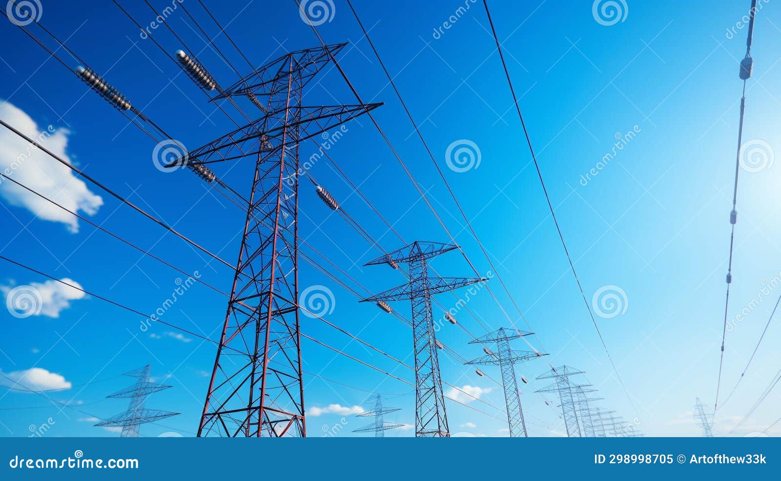 Dynamic Convergence: Abstract Power Lines Against a Clear Blue Sky ...