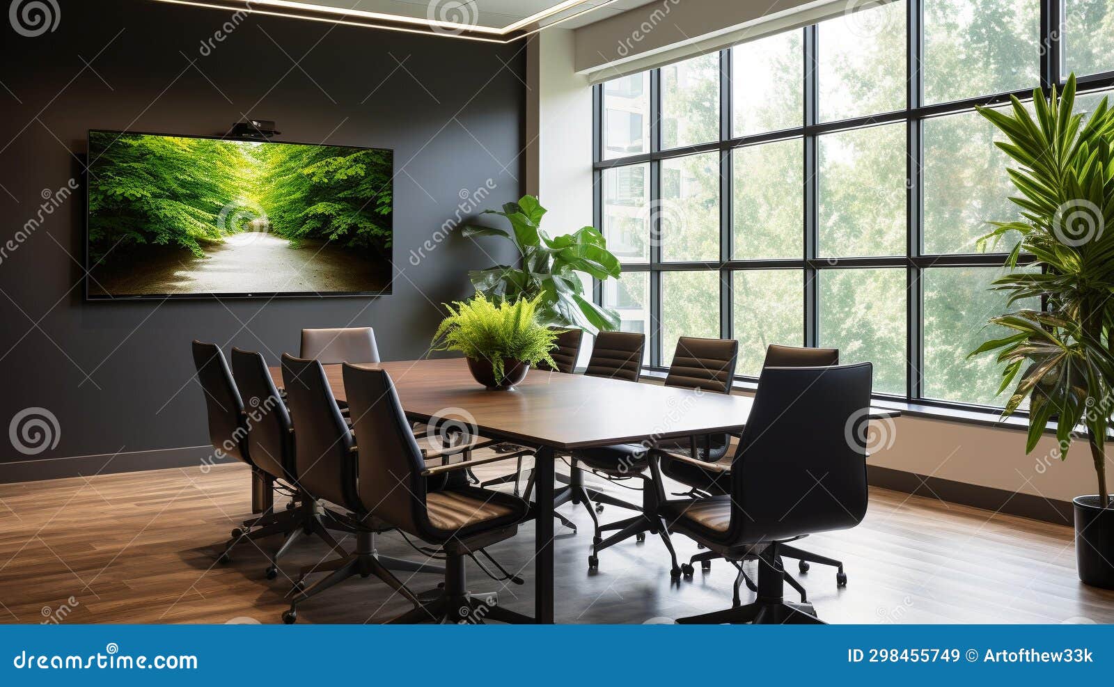 Modern and Professional Office Boardroom with Leather Chairs and ...