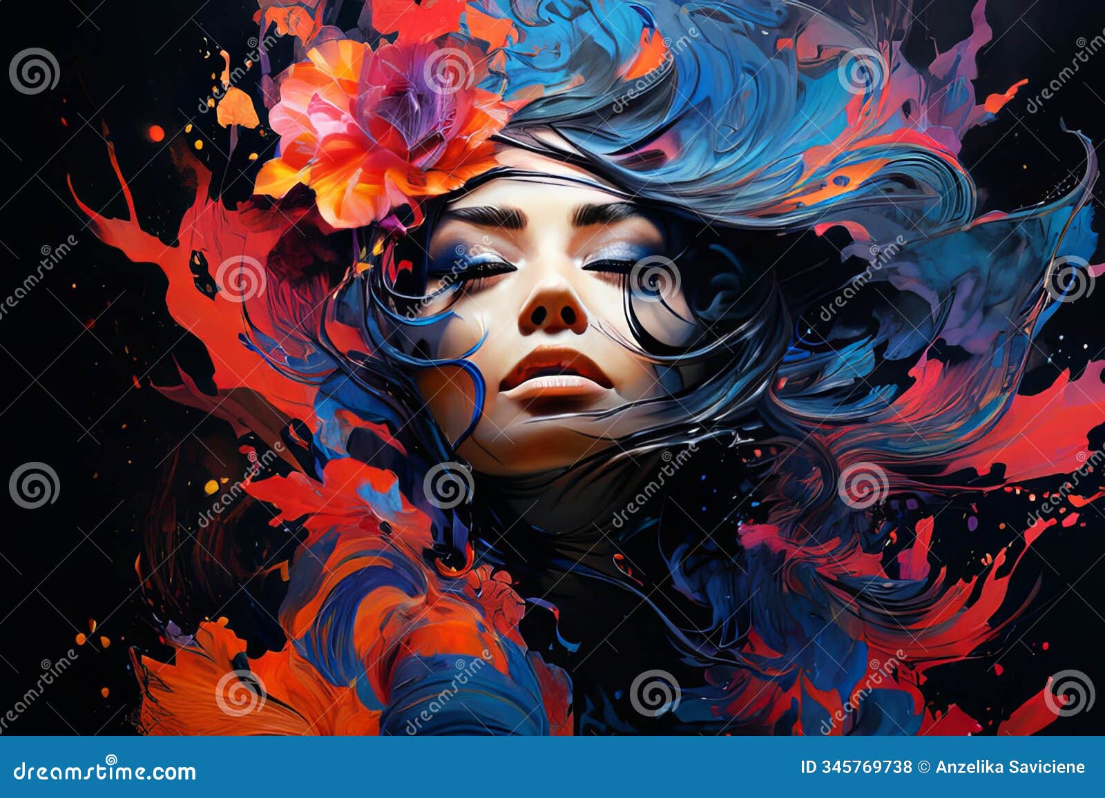 Captivating Portrayal of Woman with Expressive Features and Rich Color ...