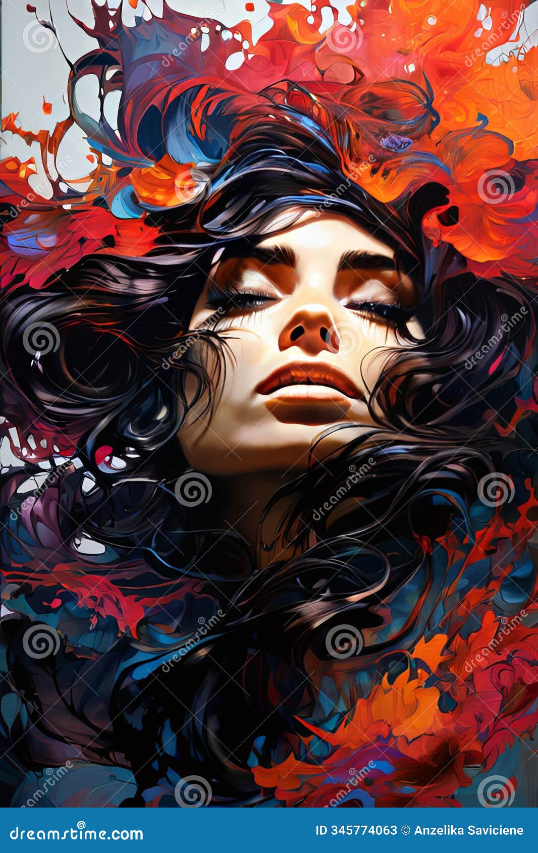 Captivating Portrayal of Woman with Expressive Features and Rich Color ...