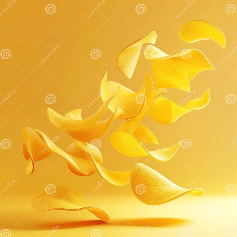 Captivating Potato Chips Gracefully Float in this Image, Their Crisp ...