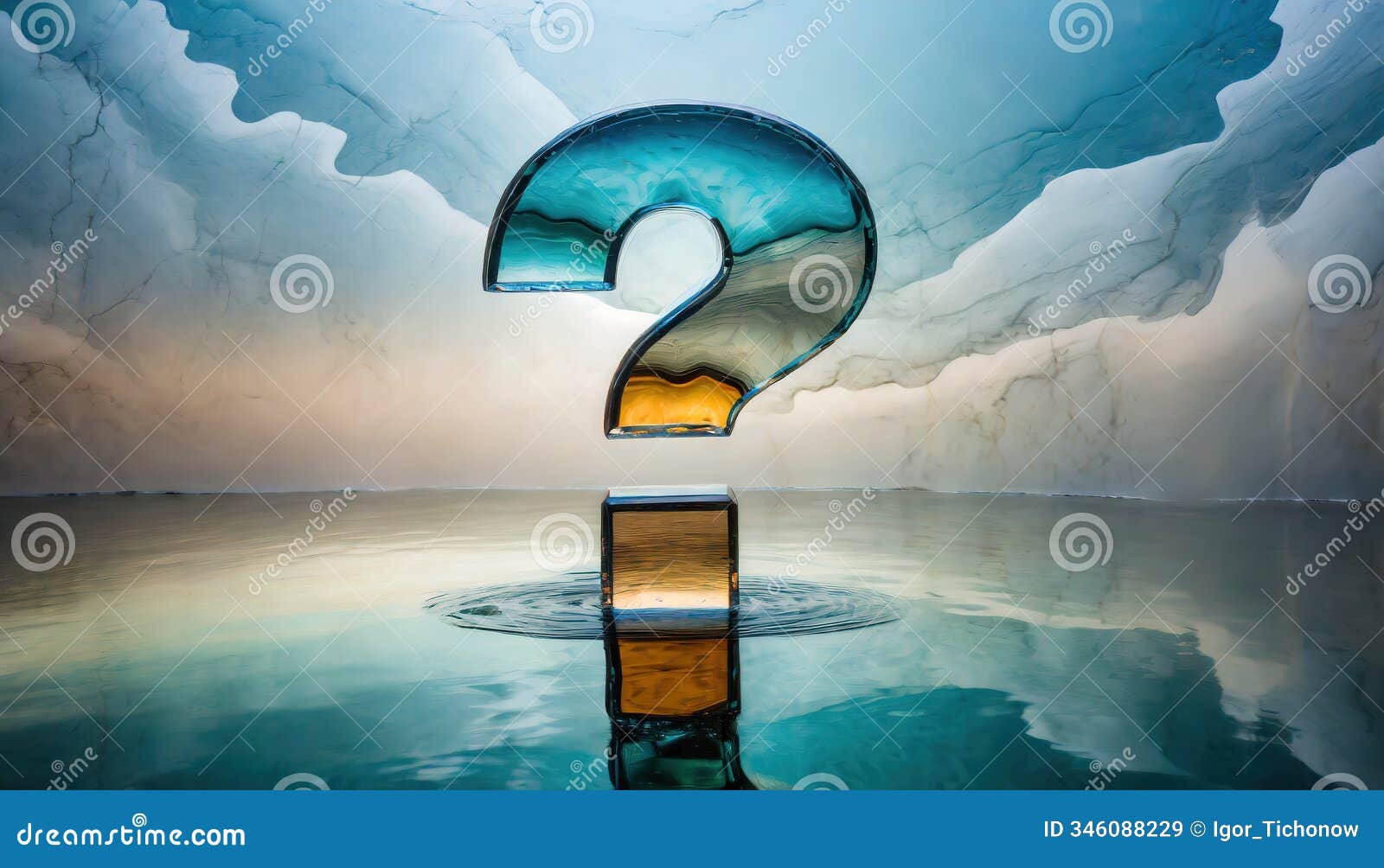 A Captivating Question Mark Shape in Glass Form, Floating Over Water ...