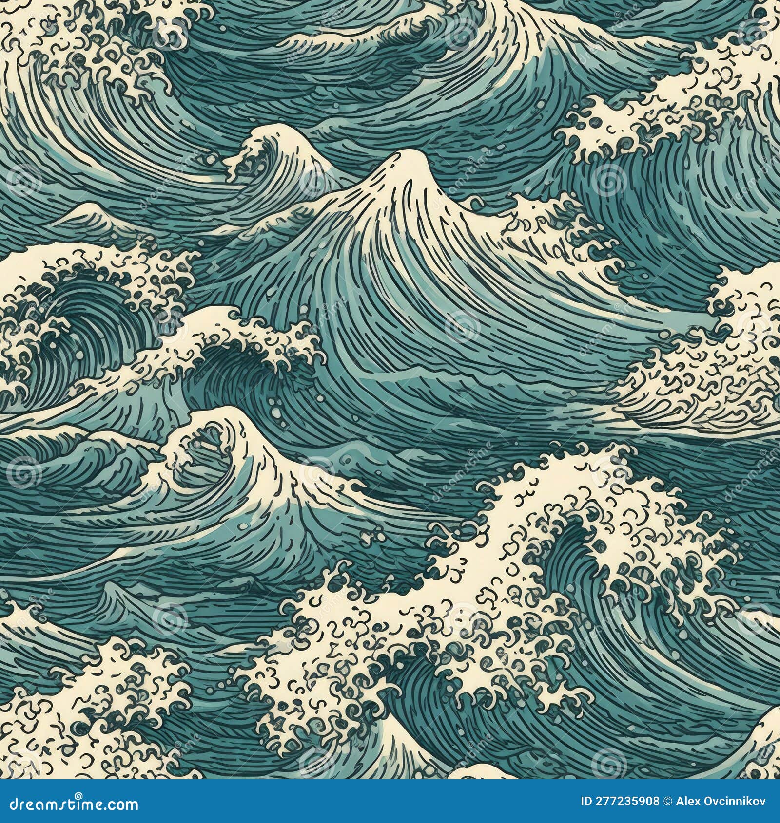 Captivating Rolling Ocean Waves Drawing for Your Next Project. Stock ...