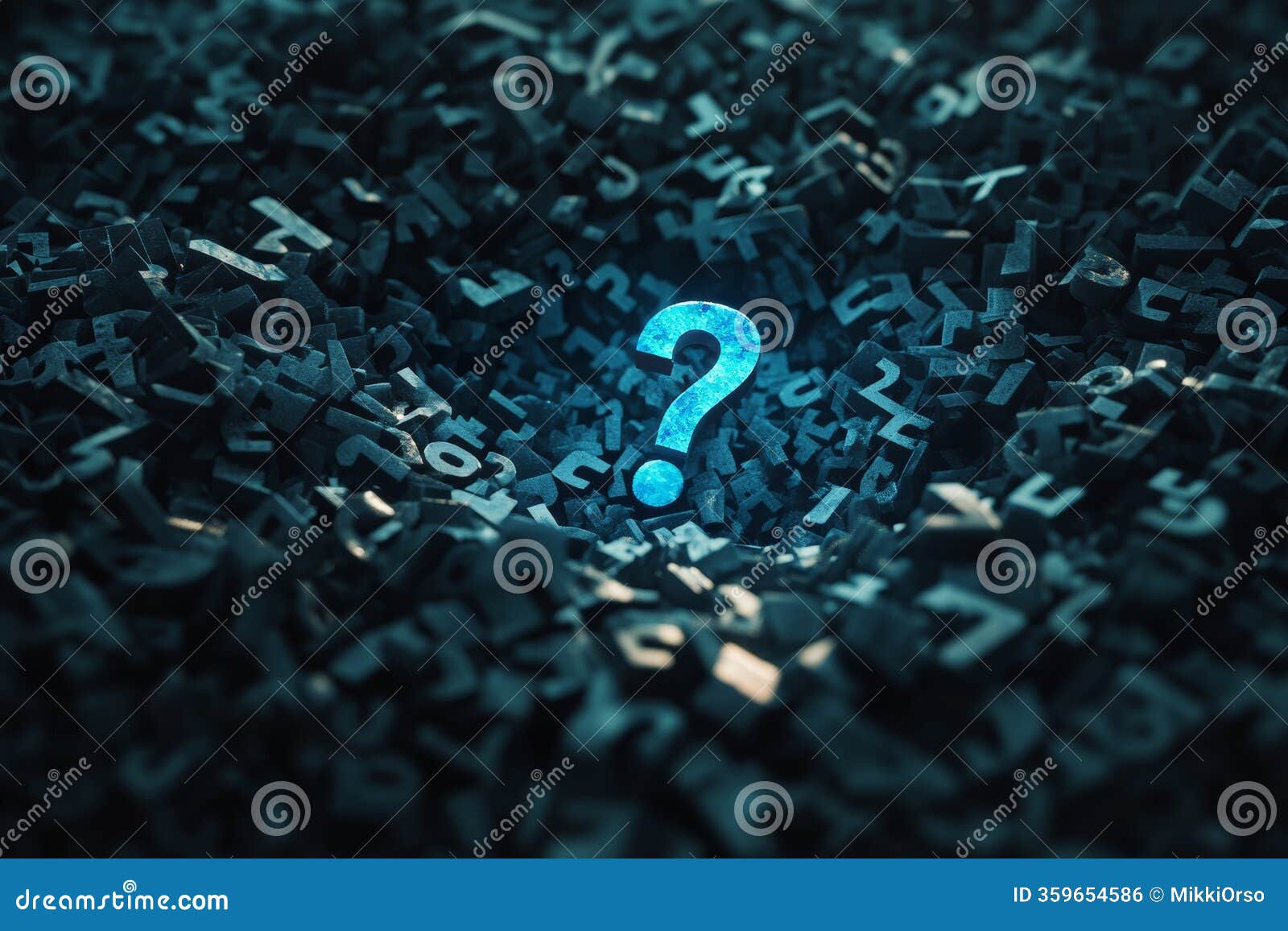 A Captivating Scene of Dark Gray Question Marks with a Bright Blue ...