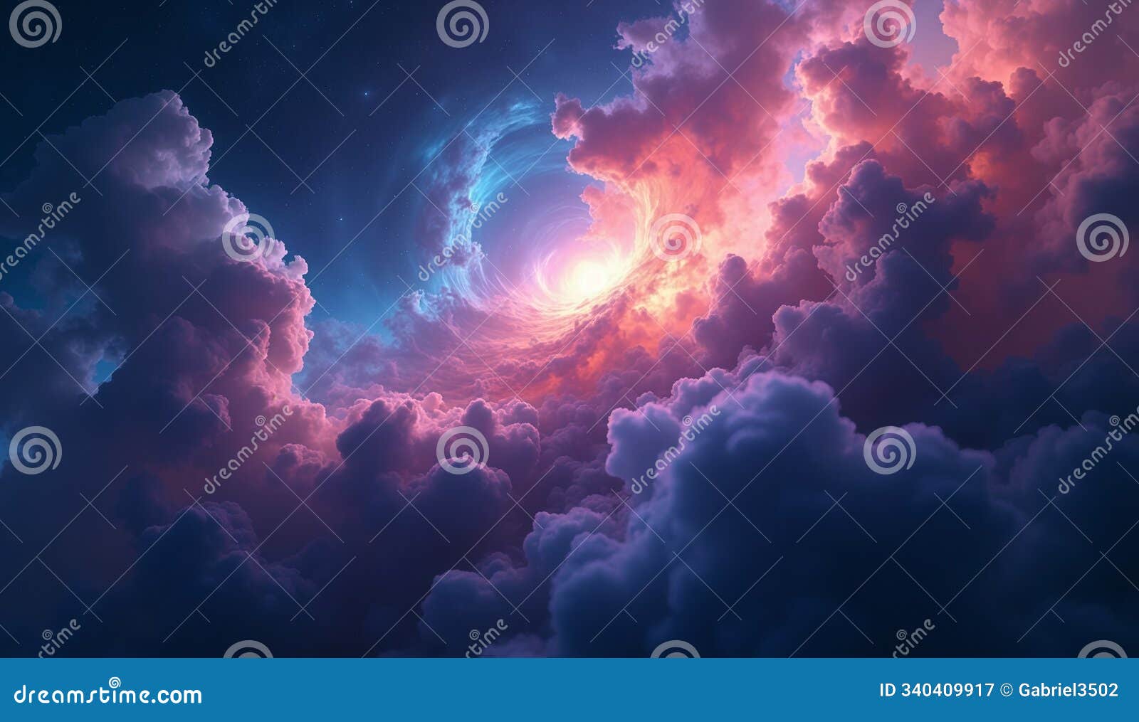 Cosmic Phenomenon Above the Clouds. Stock Illustration - Illustration ...