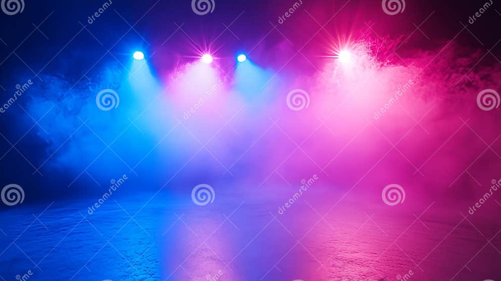 A Captivating Scene with Neon Pillars Casting a Glow in a Misty Night ...