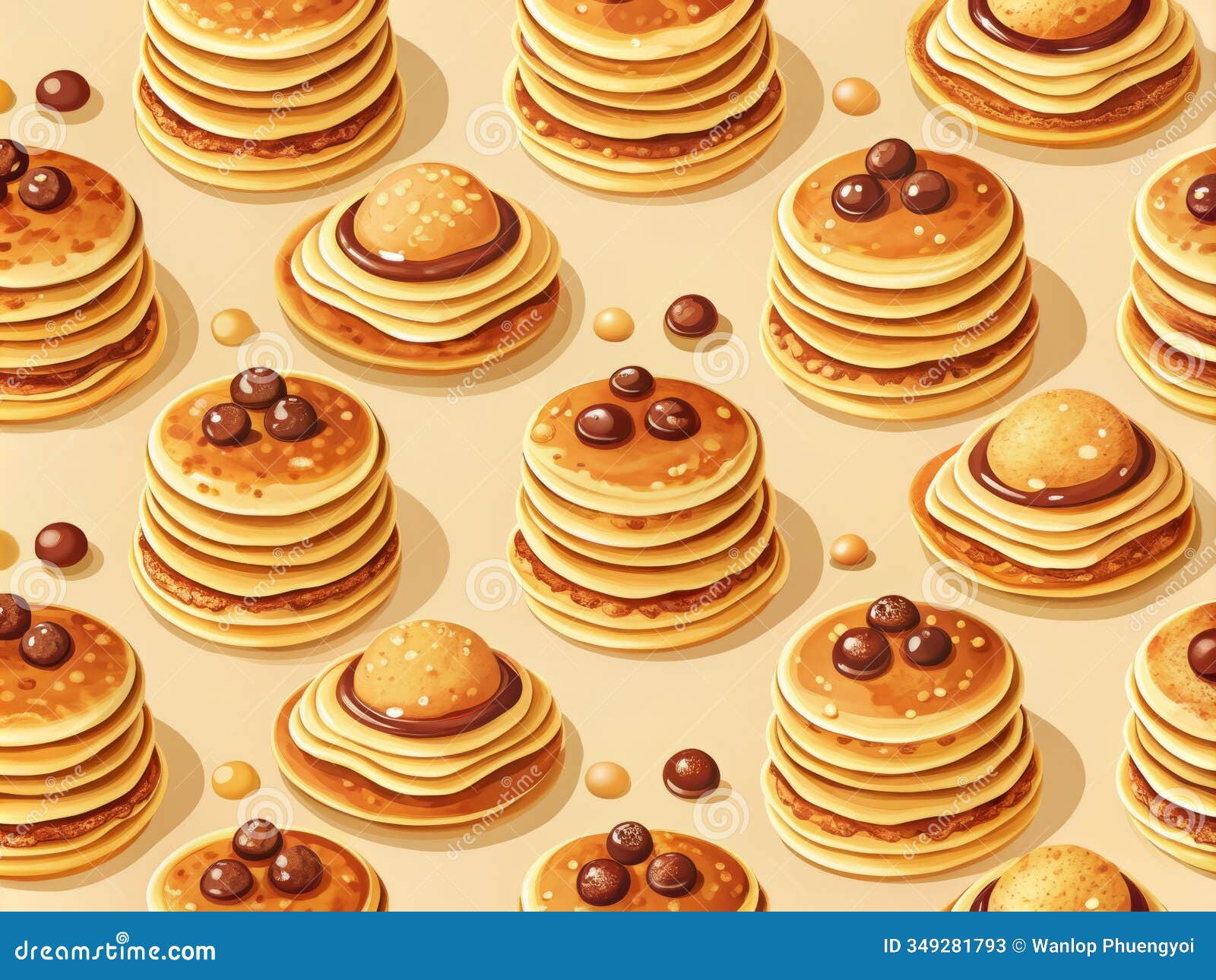 Pancake Pattern Seamless. Vector Illustration Isolated On White ...