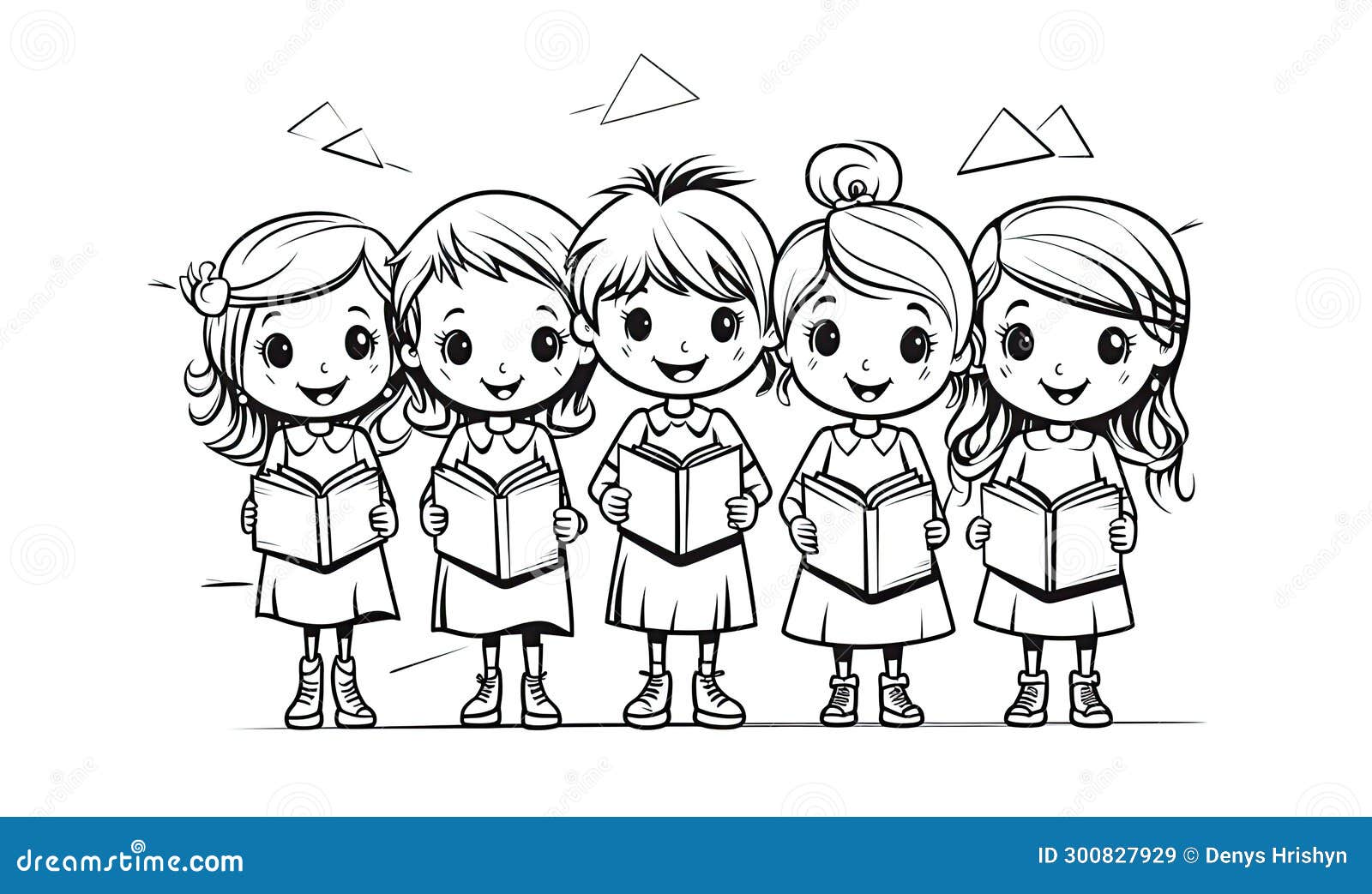 A Line Drawing of People Standing in a Row Stock Illustration ...