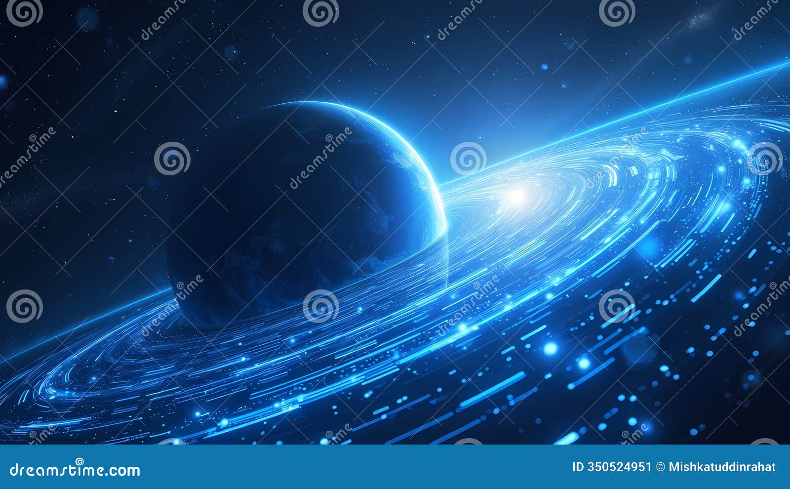 Captivating Space Vista Bright Blue Light Paths Spiraling Around ...