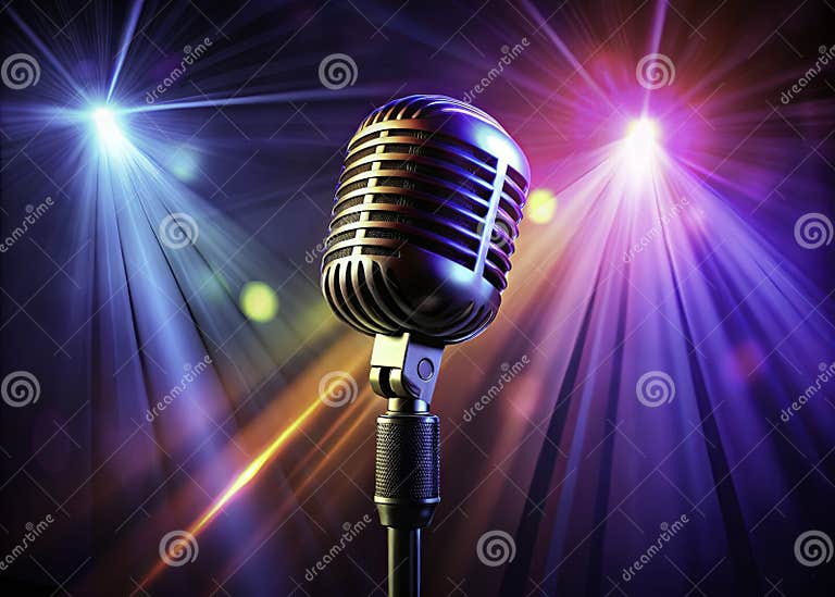 Captivating Stage Microphone a Dramatic CloseUp of Performance ...