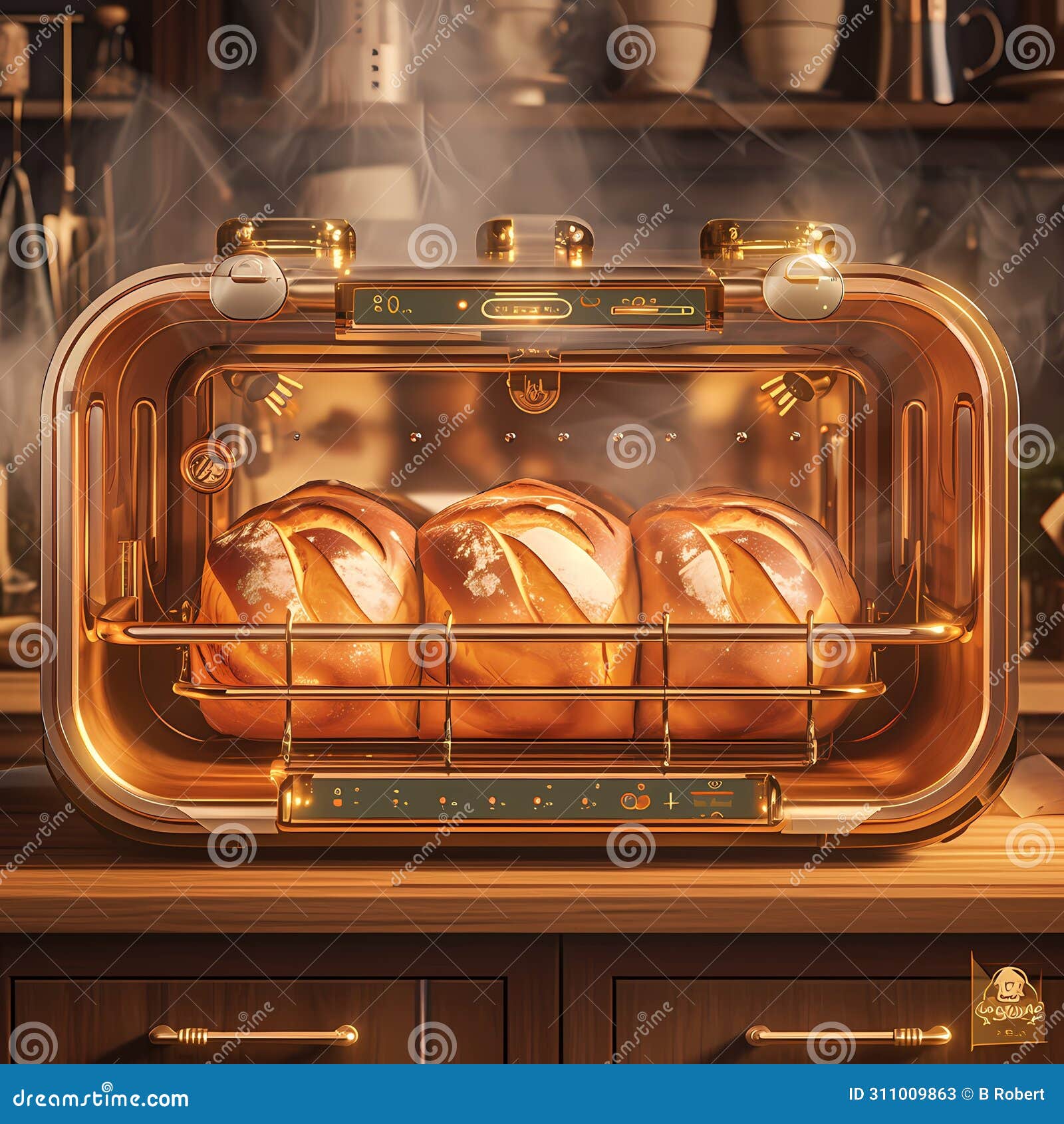 Captivating Steam Bread Maker Stock Illustration - Illustration of home ...