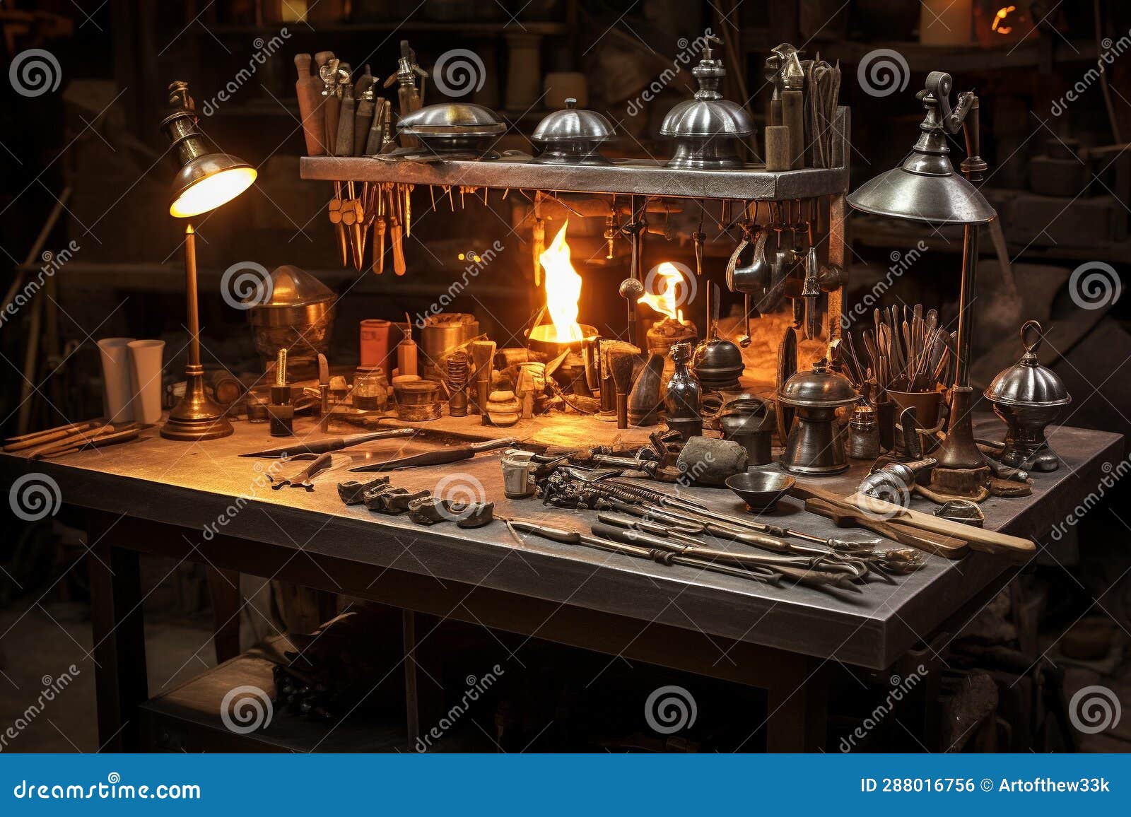 Exquisite Silver Smithing: Molds & Torches Stock Illustration ...