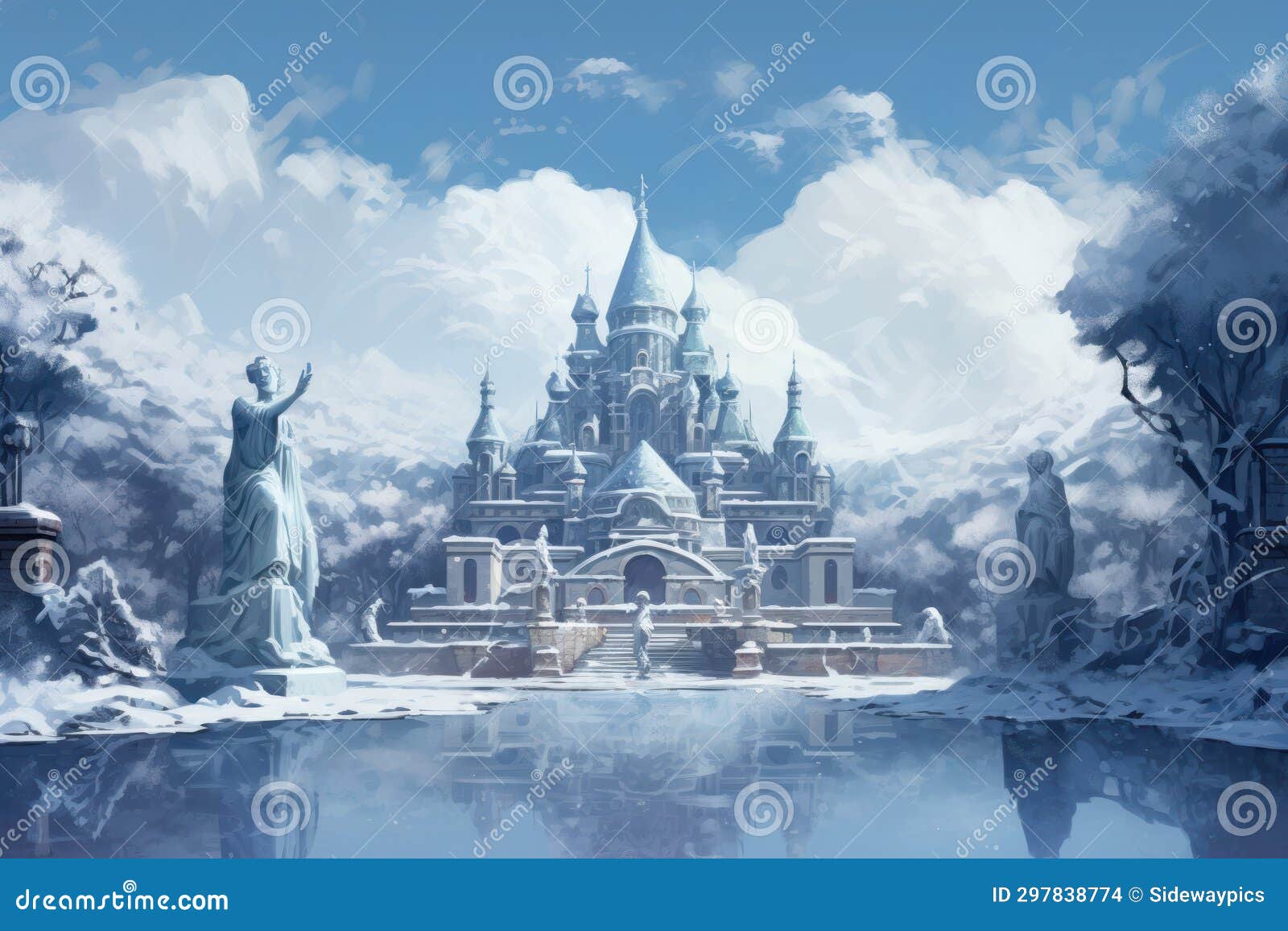 Snow-covered Statues and Monuments - Generative AI Stock Photo - Image ...