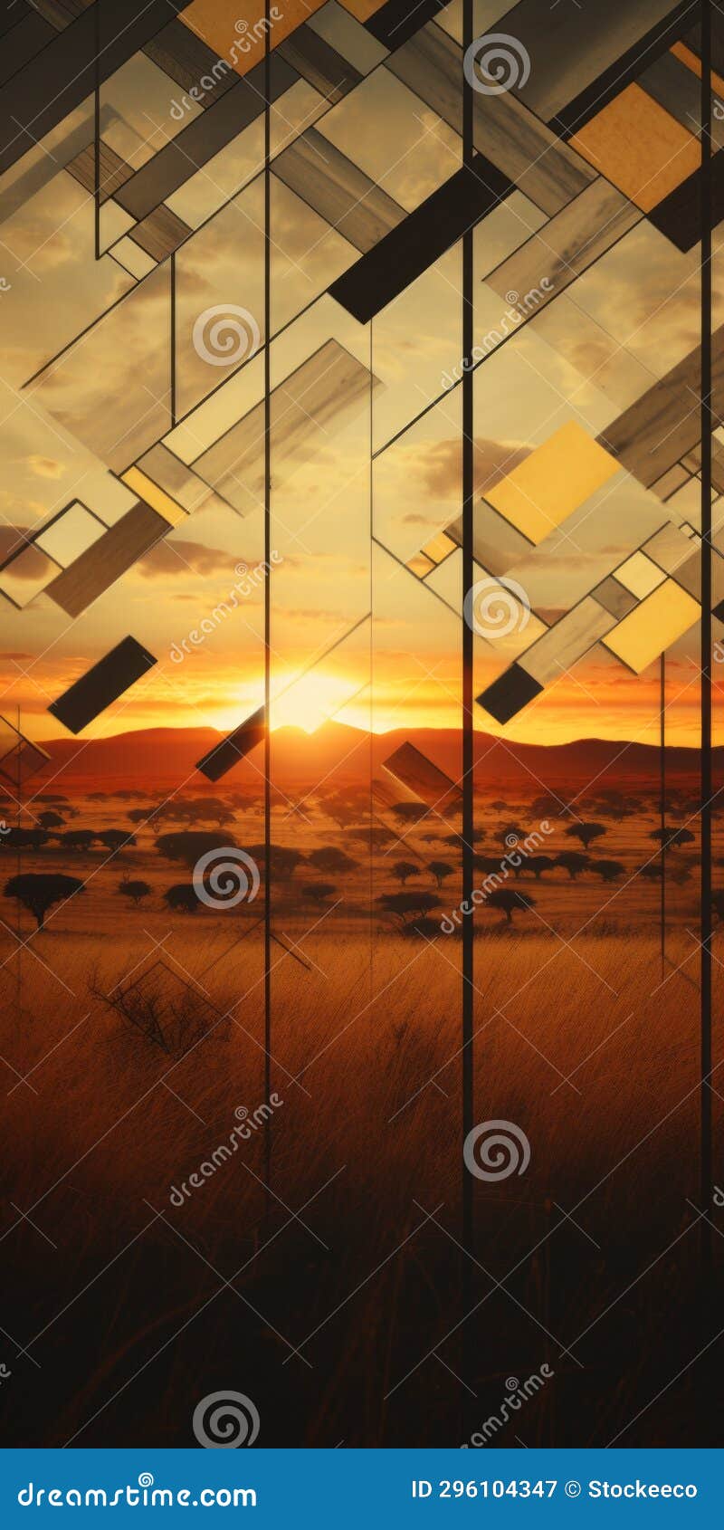 Captivating Sunset Images Jumbled Geometric Compositions with African ...