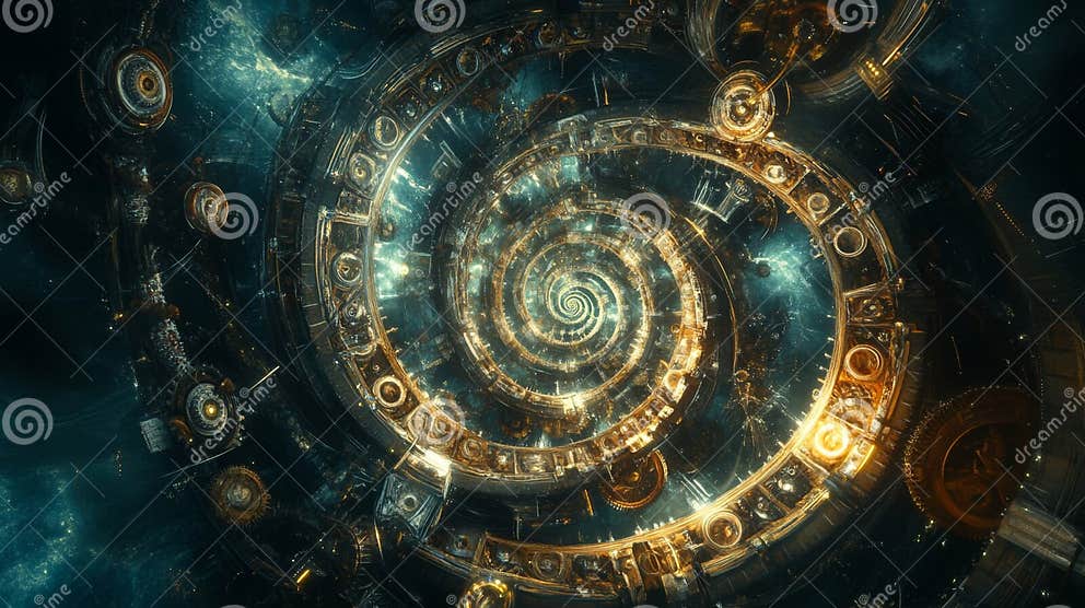 Swirling Vortex of Time and Space in Cosmic Realm Stock Illustration ...