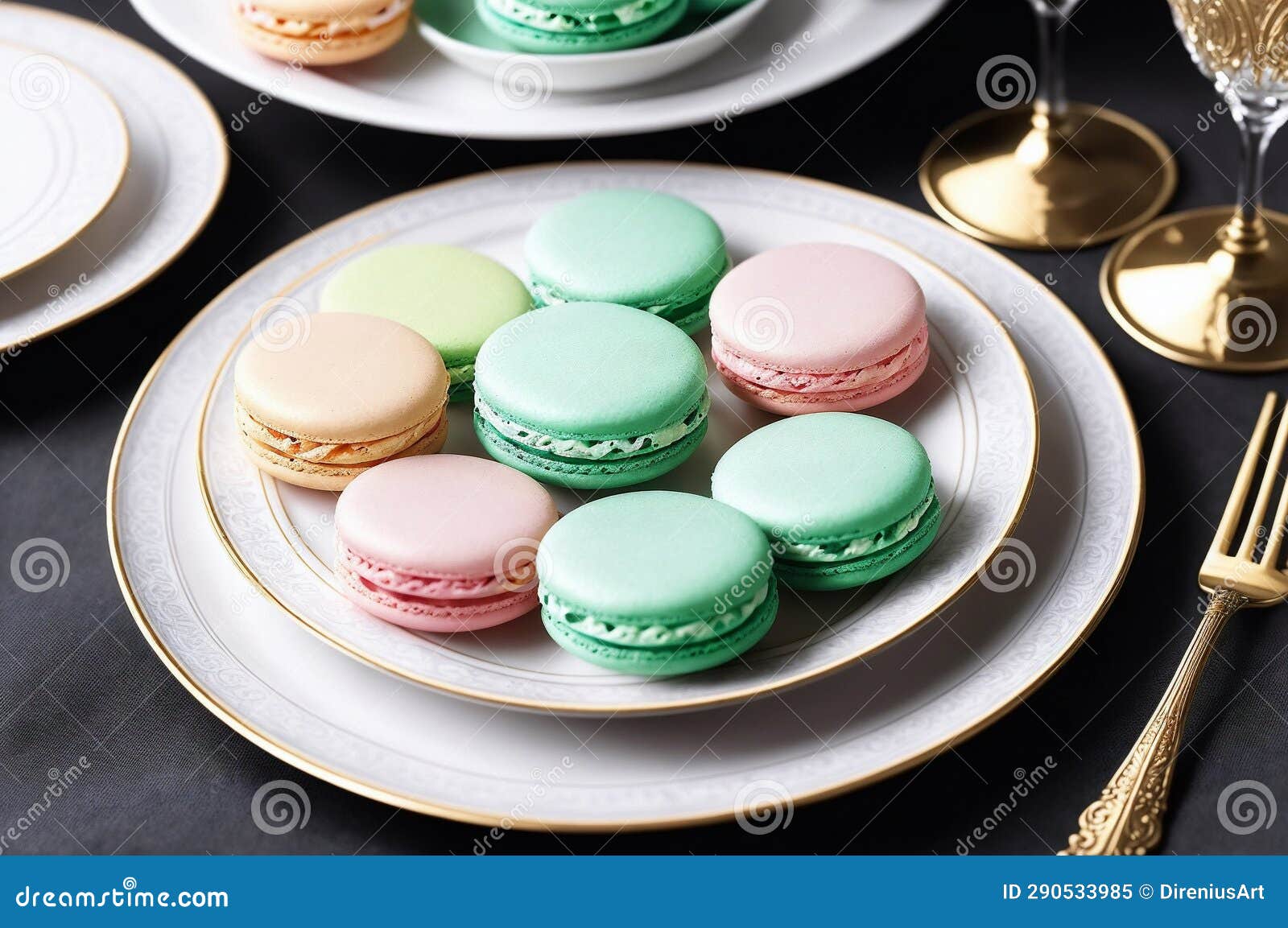 A Platter on the Table is Adorned with Numerous Macarons, Creating a ...