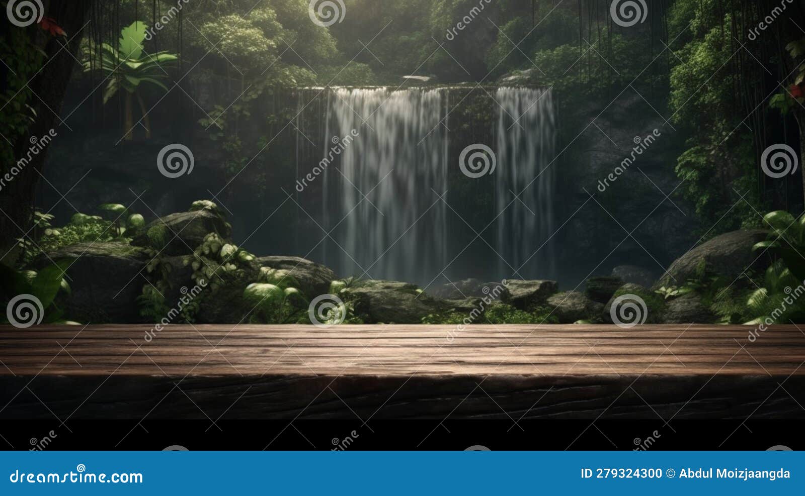 A Captivating Tropical Backdrop of Jungle and Waterfall Complements the ...