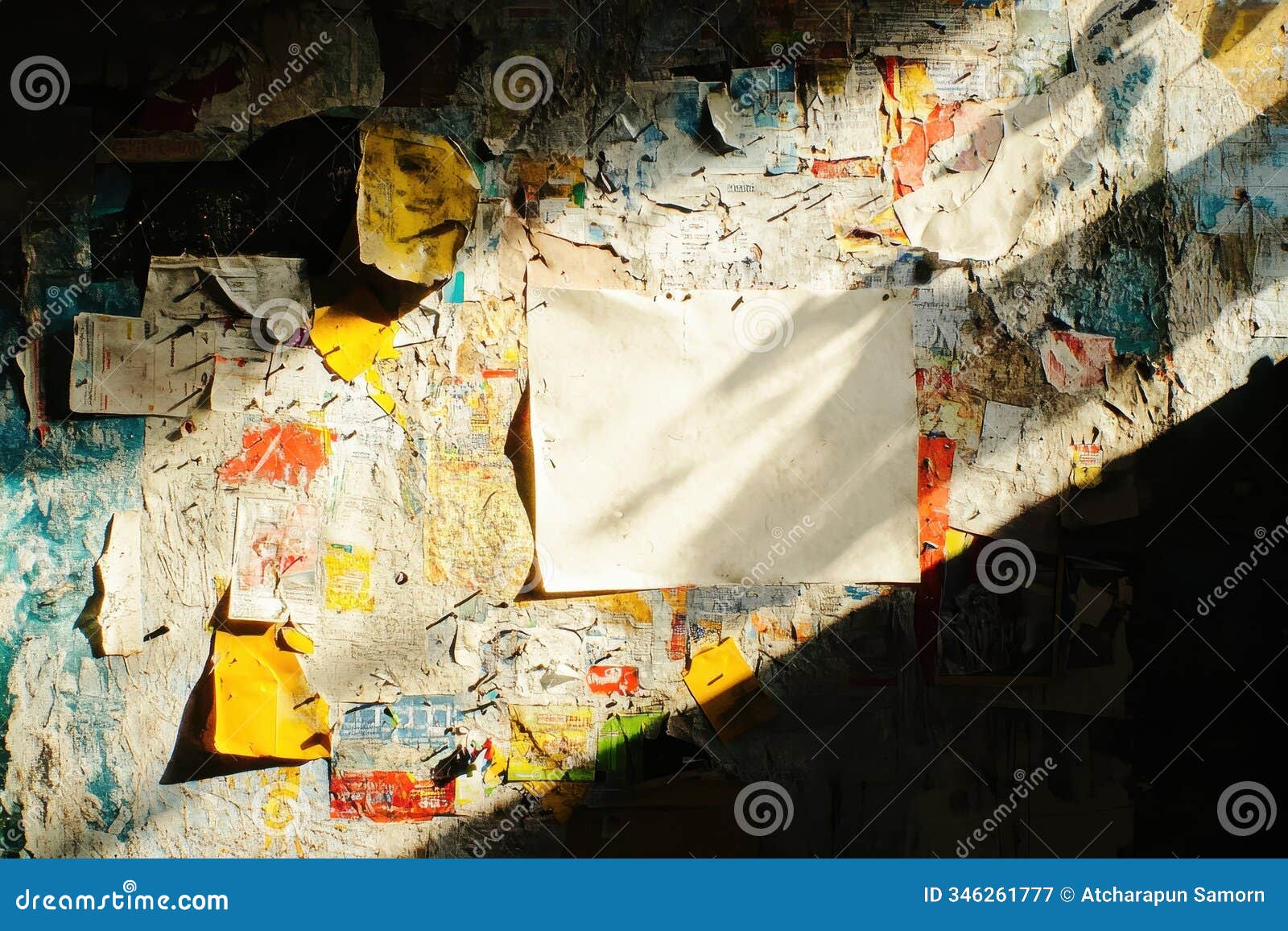 Captivating Urban Texture with Colorful Layers of Torn Paper on Wall ...