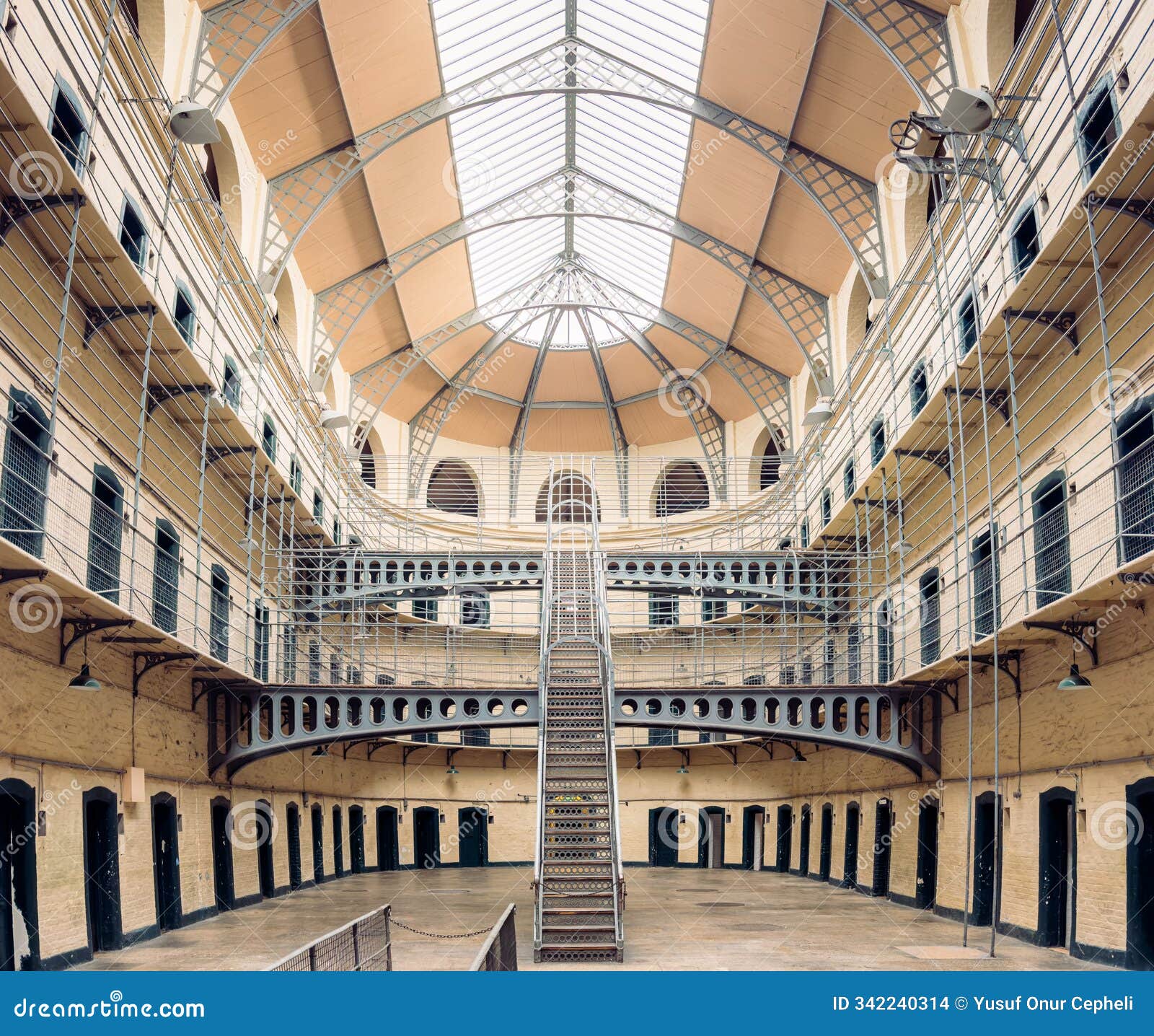 A Historic Prison Interior with a Stunning Skylight and Elegant Spiral ...