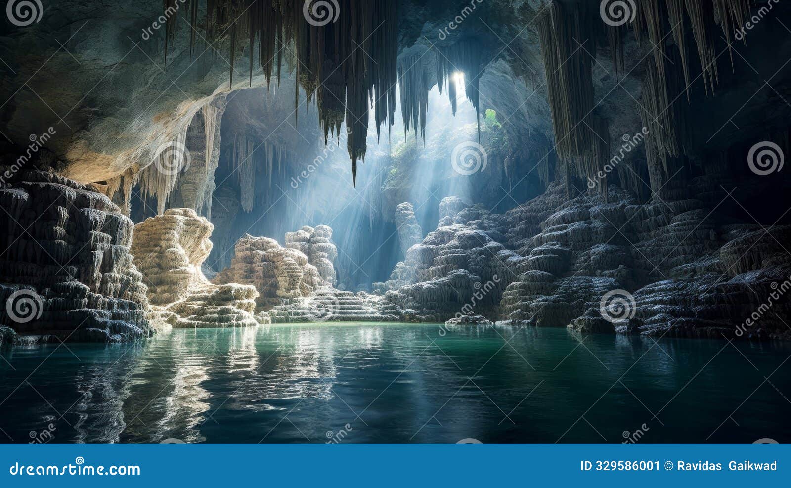 Captivating View of Limestone Cave Interior Stock Illustration ...