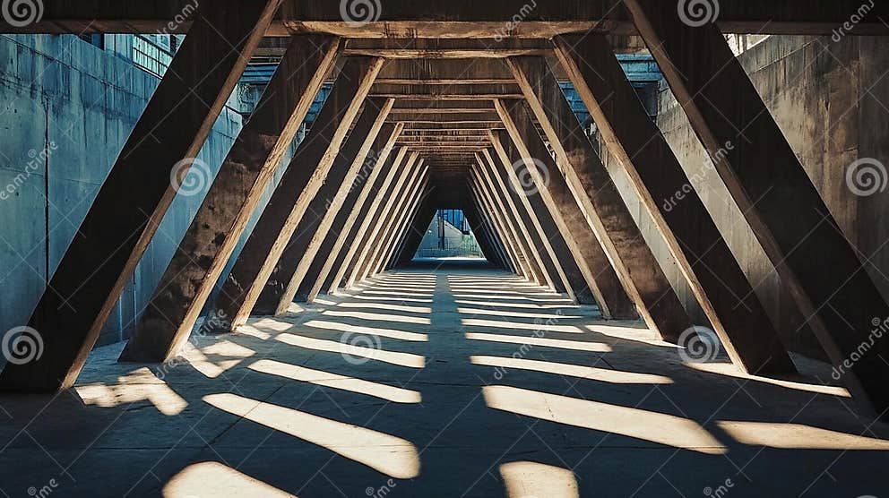 Captivating View of Triangle Steel Beams Creating Dynamic Shadows in ...