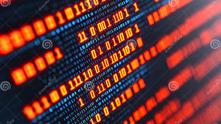 Captivating Visual of Binary Data Flowing through a Matrix of Digital Patterns and Illuminated ...