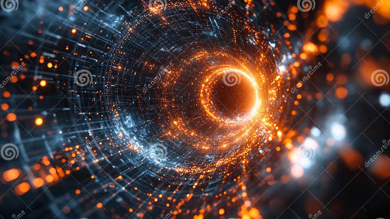 An Intricate 3D Rendering of a Quantum Field with Glowing Particles and ...