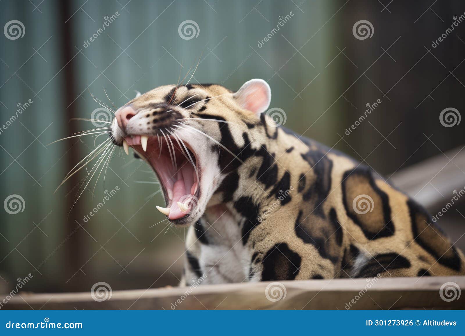 Captive Sunda Clouded Leopard Yawning, Showing Teeth Stock Photo - Image of sharp, conservation ...