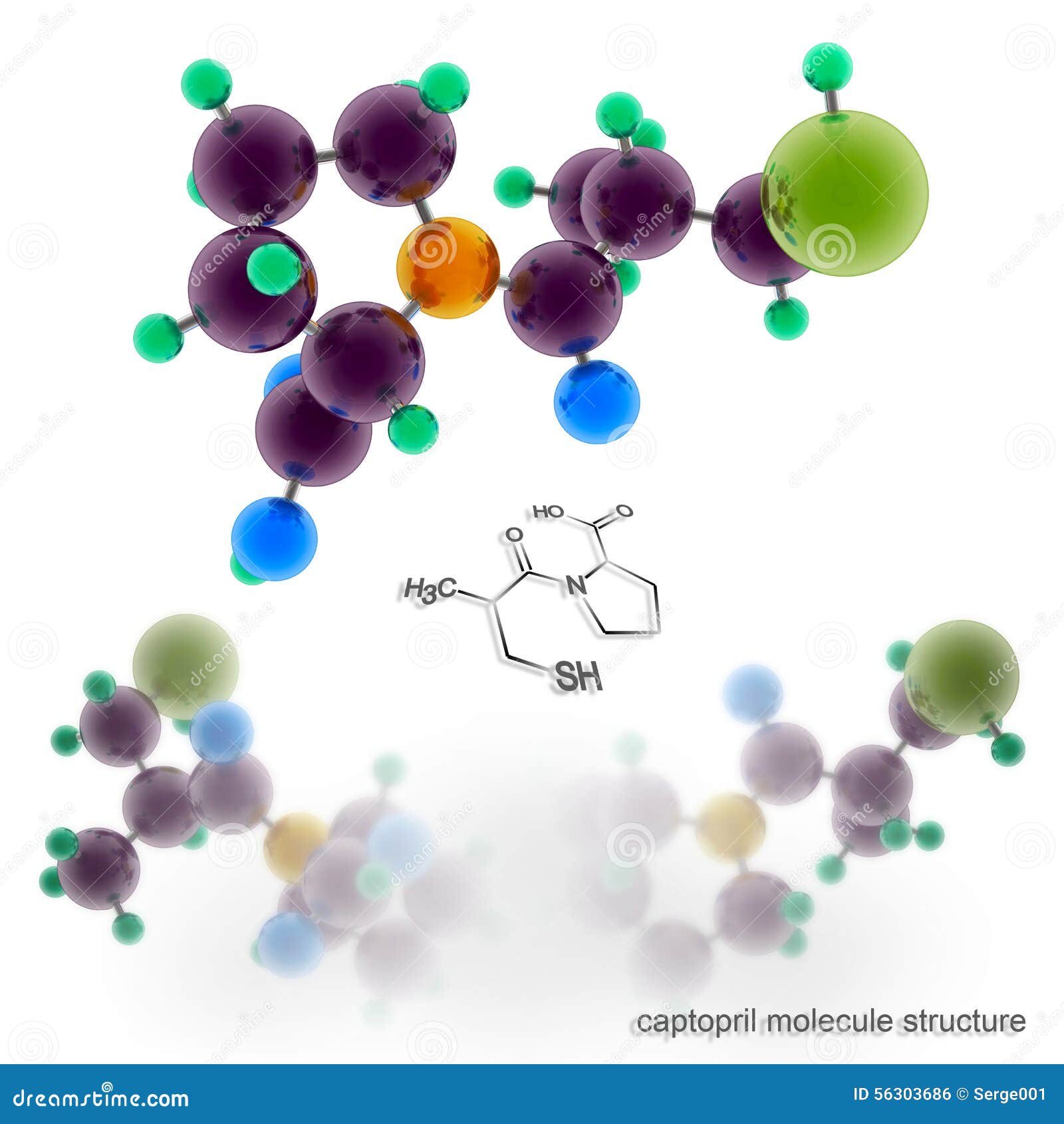 Captopril Molecule Structure Stock Illustration - Illustration of heart ...
