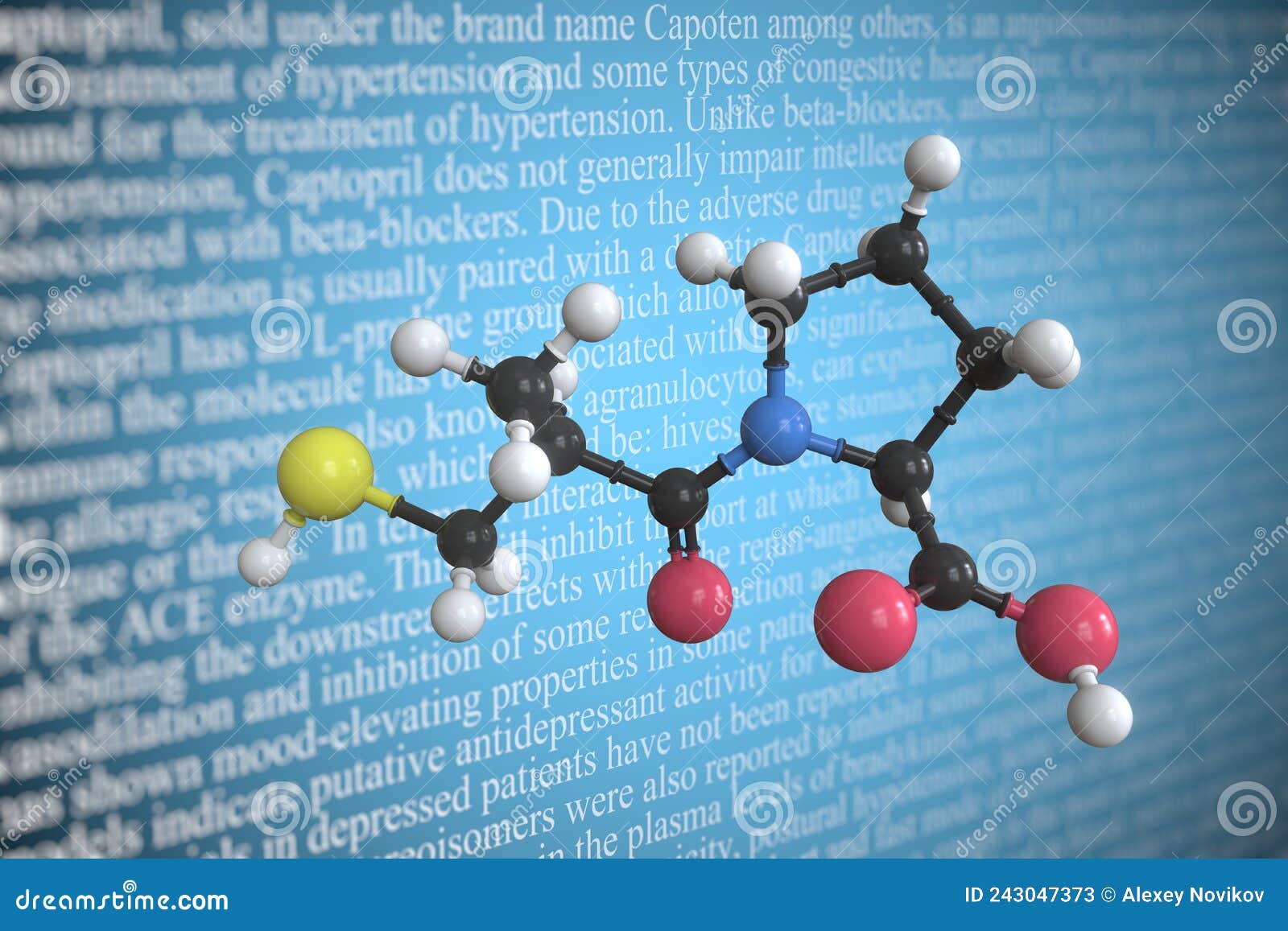 Captopril Molecular Structure 3d, Flat Model, Capoten, Structural ...