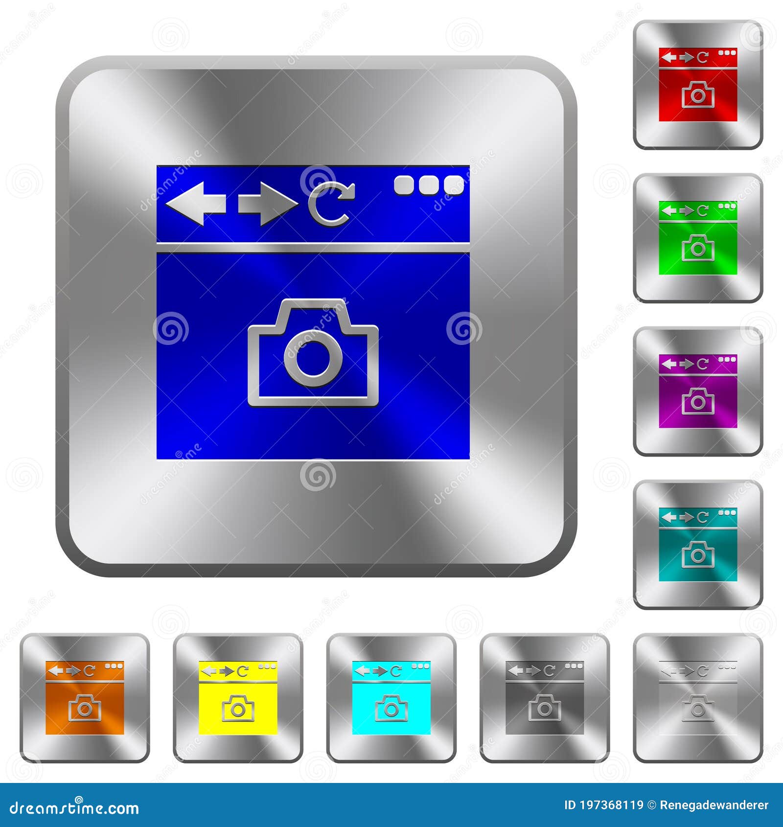 Capture Browser Screen Rounded Square Steel Buttons Stock Vector ...