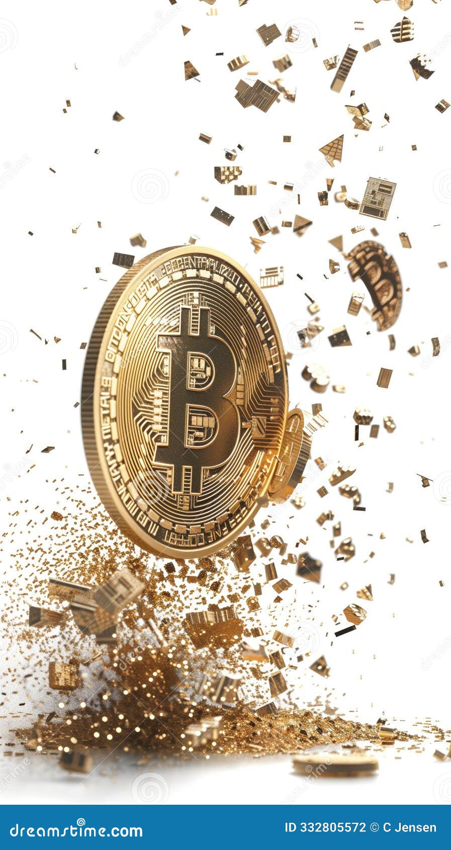 The Falling Of Bitcoin Vector Illustration Without Hands And Legs ...