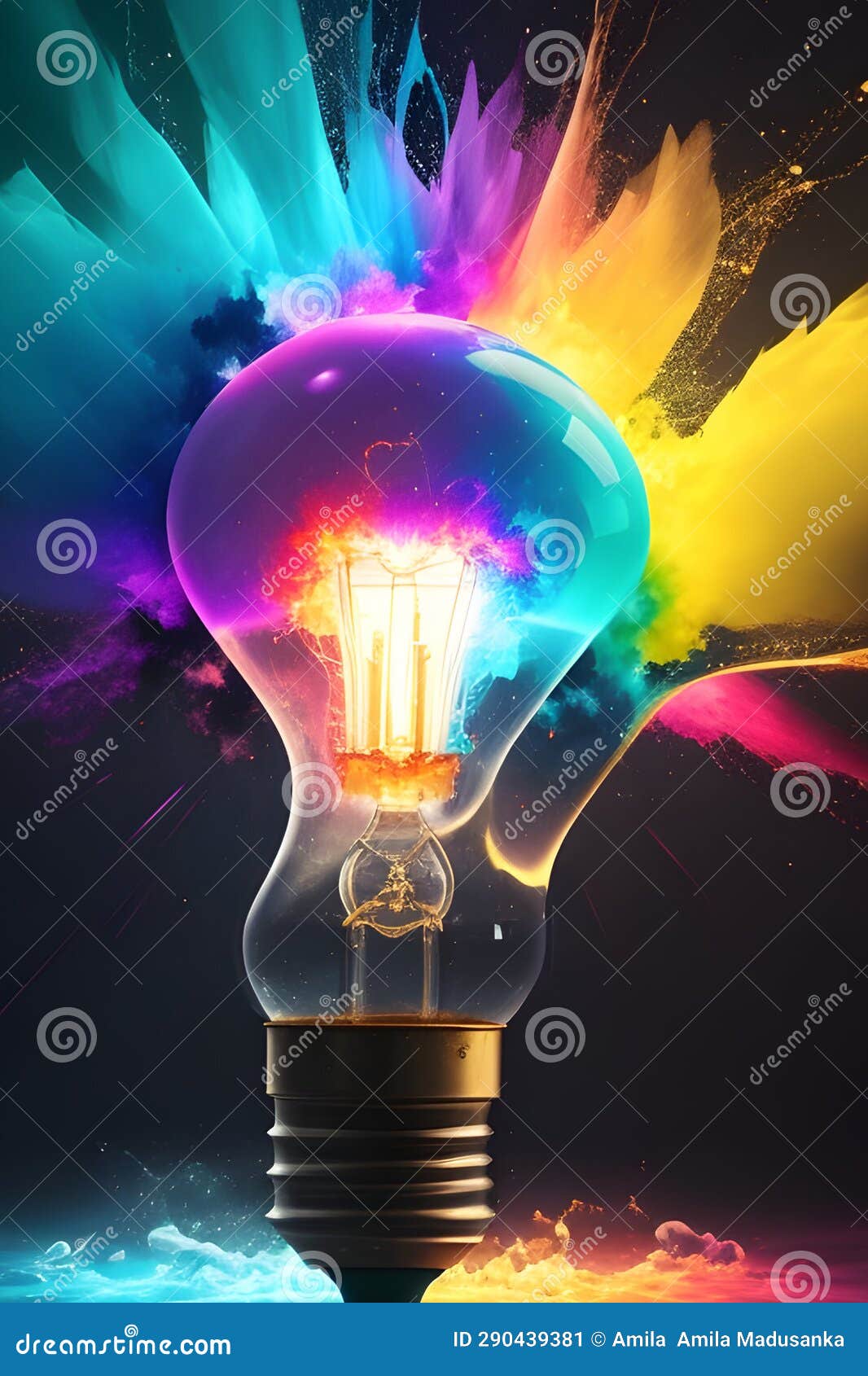 Colors light bulb stock illustration. Illustration of house - 290439381