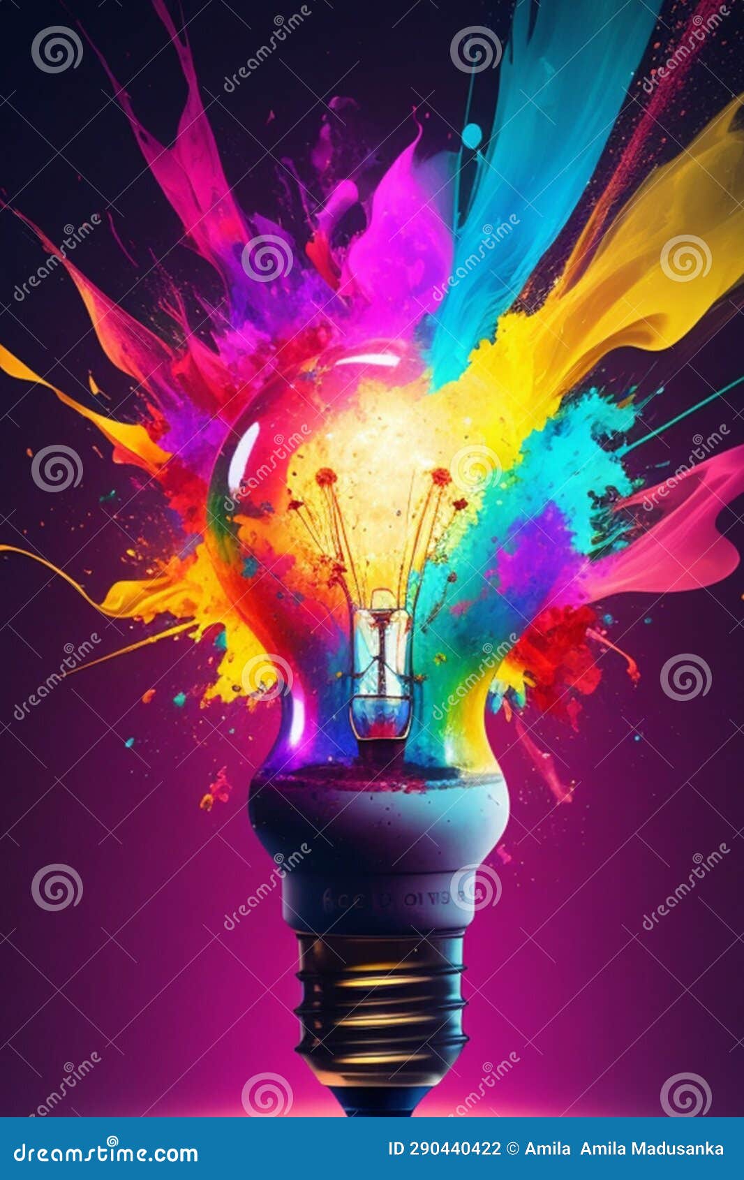 Colors light bulb stock illustration. Illustration of painting - 290440422
