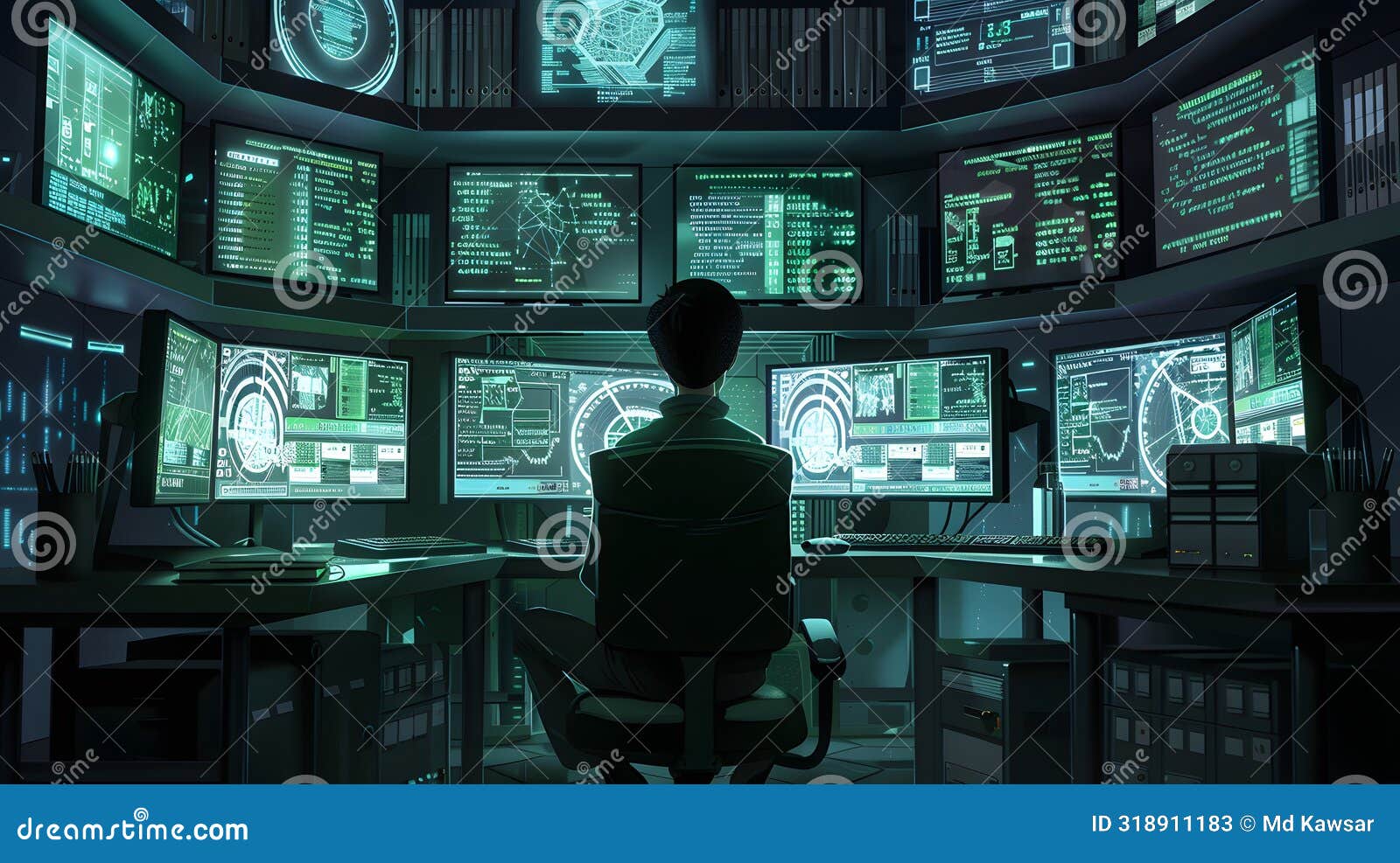 Advanced Technology Command Center with Expert Operator, Ai Generated ...