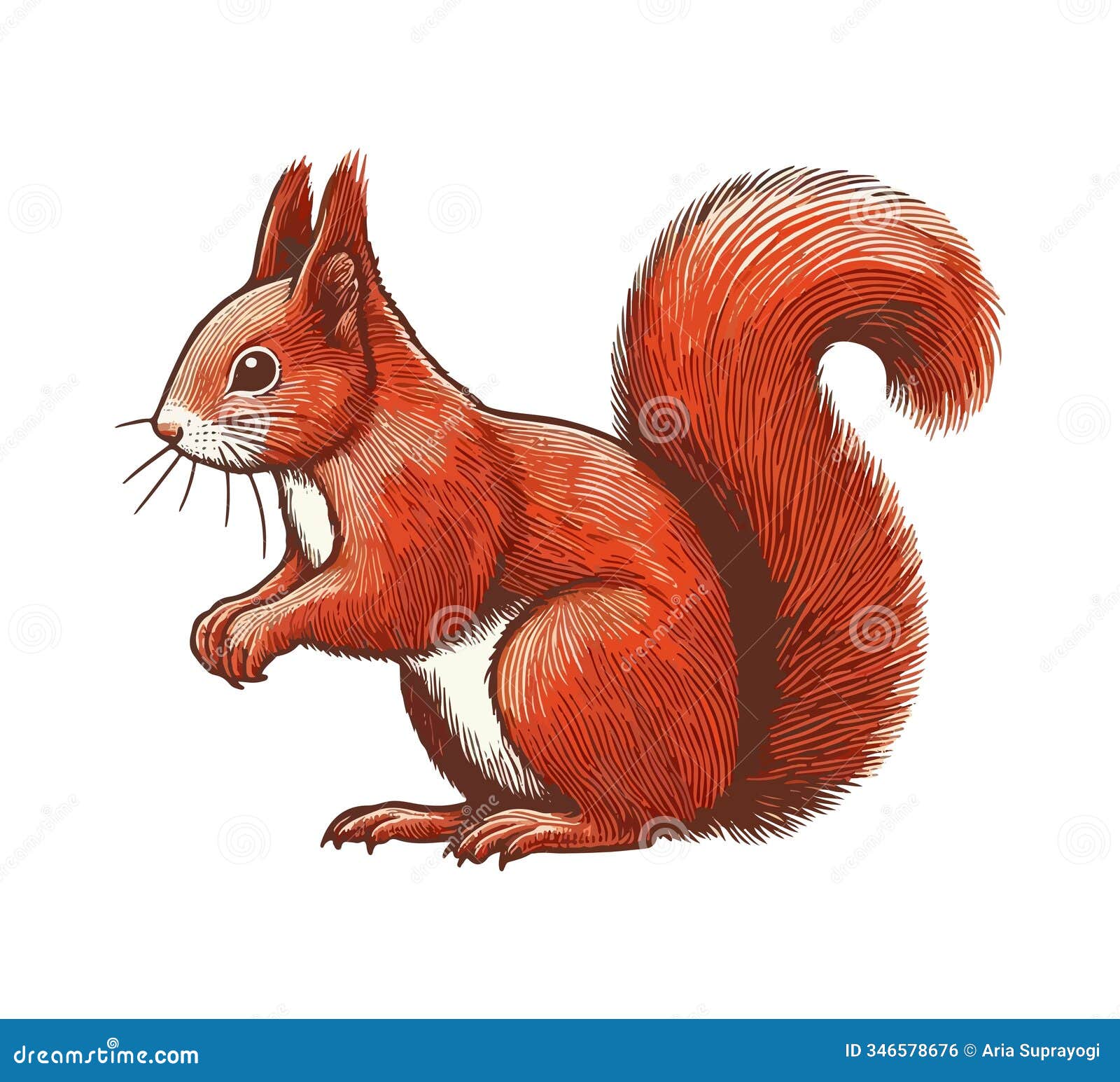 Red Squirrel Hand Drawn Vintage Vector Stock Illustration ...