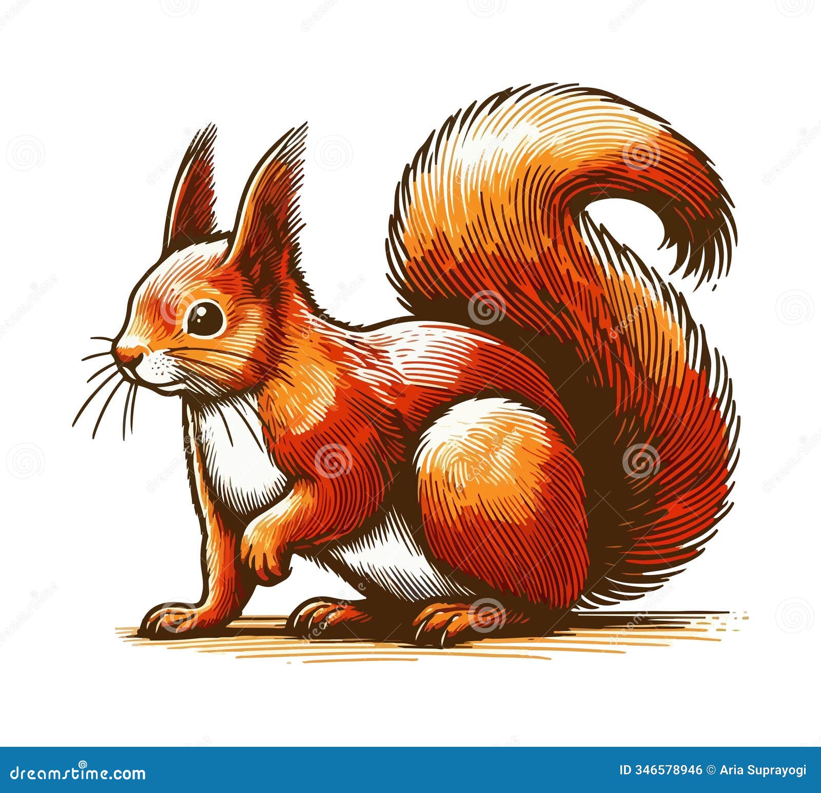 Red Squirrel Hand Drawn Vintage Vector Stock Illustration ...