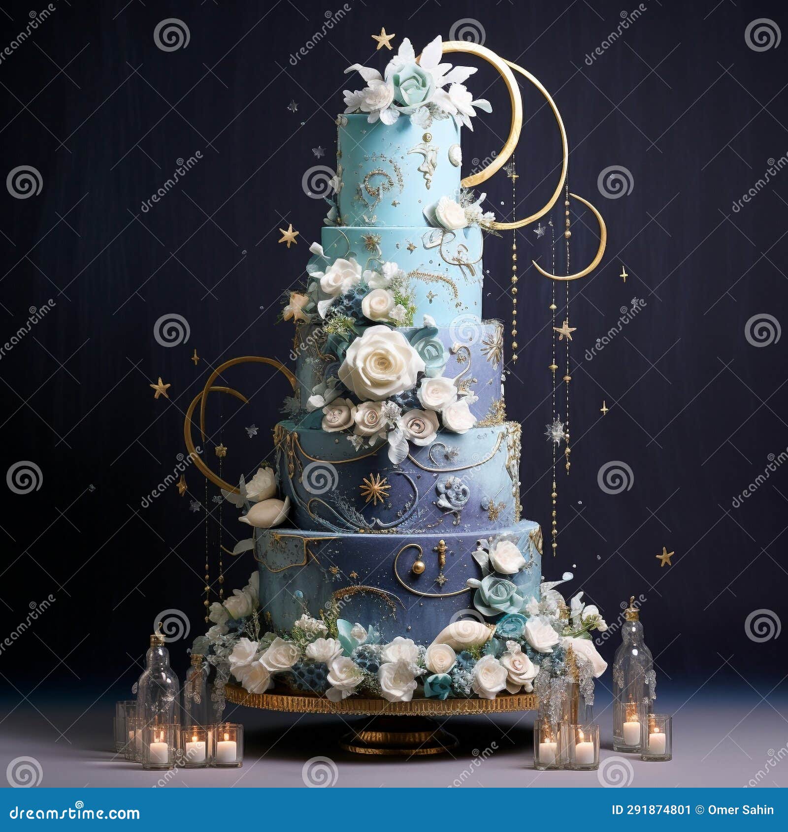 Celestial Symphony: a Starry and Dreamy Multi-tiered Wedding Cake Stock Image - Image of ...