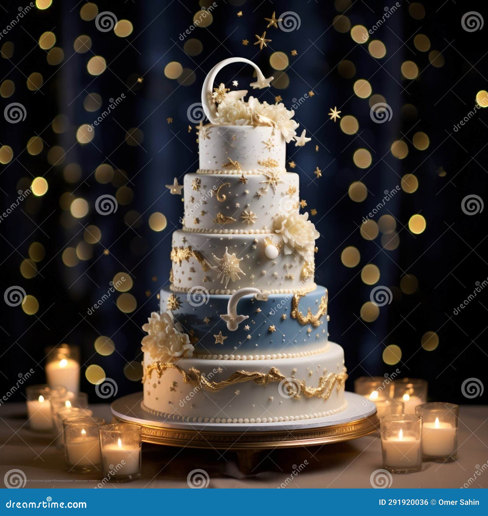 Celestial Symphony: a Starry and Dreamy Multi-tiered Wedding Cake Stock ...
