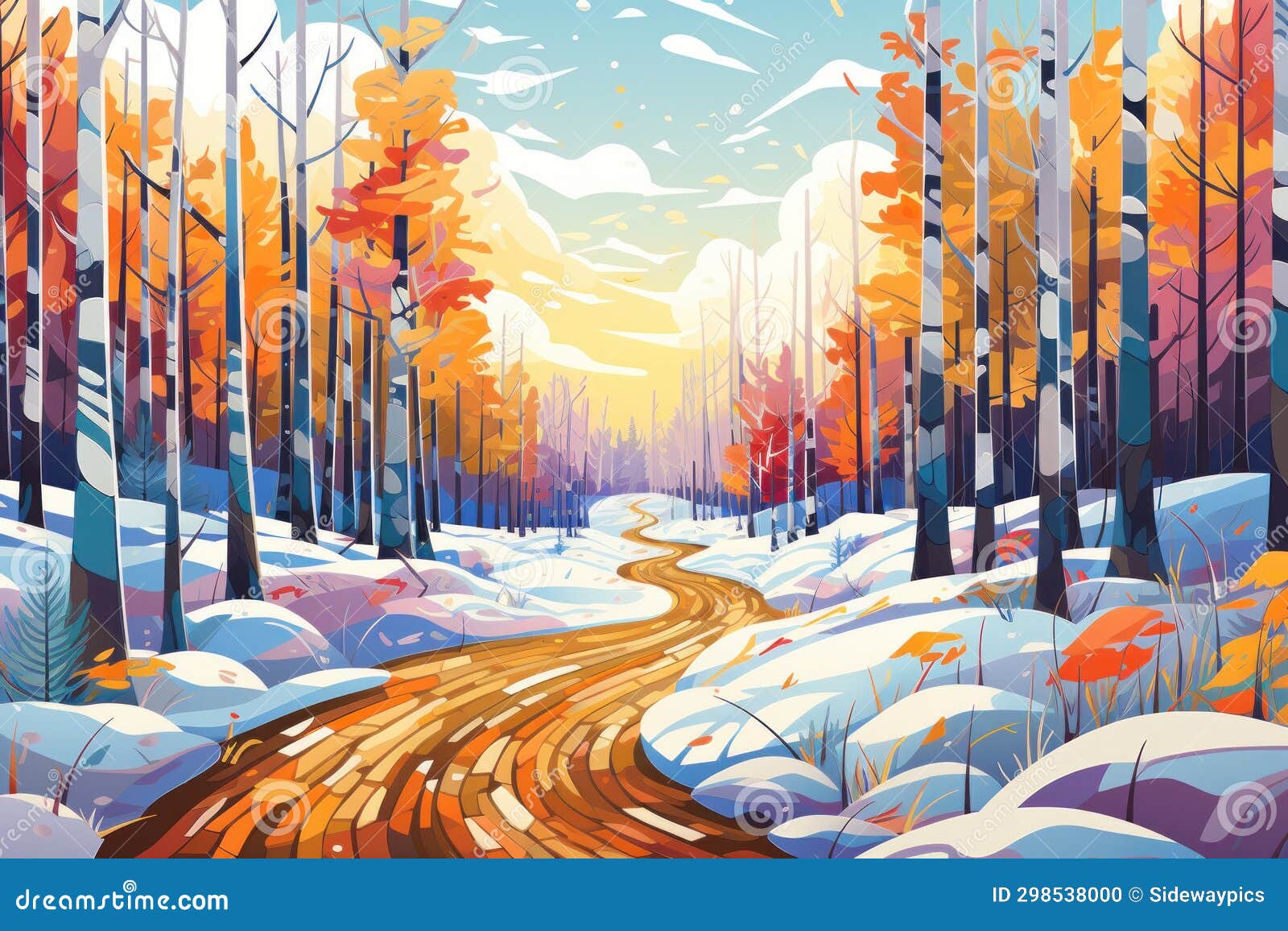 Ski Trail Patterns - Generative AI Stock Illustration - Illustration of ...