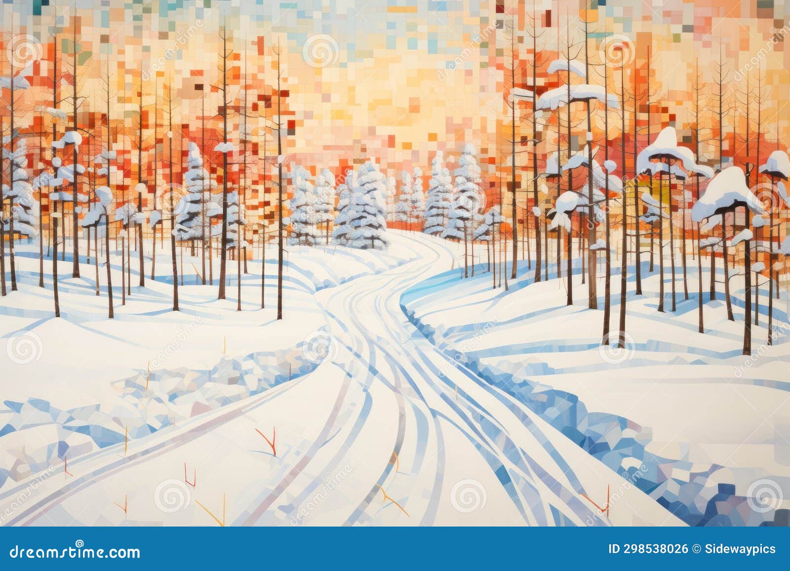 Ski Trail Patterns - Generative AI Stock Illustration - Illustration of ...