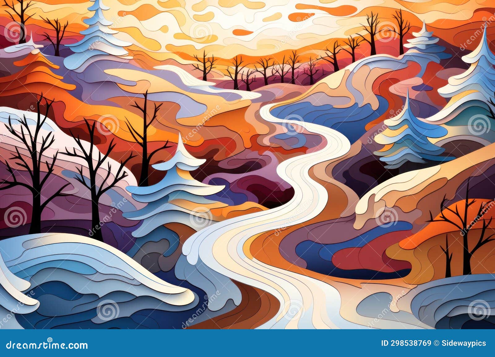 Ski Trail Patterns - Generative AI Stock Illustration - Illustration of ...