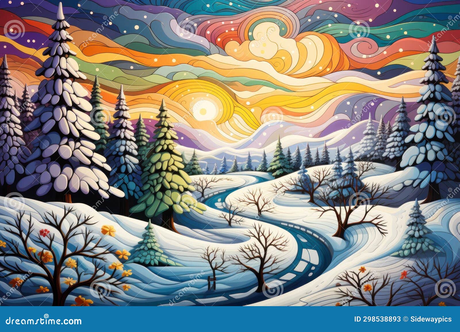 Ski Trail Patterns - Generative AI Stock Illustration - Illustration of ...