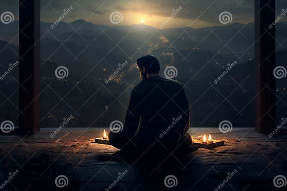Capture the Moments of Reflection and Prayer Stock Illustration ...