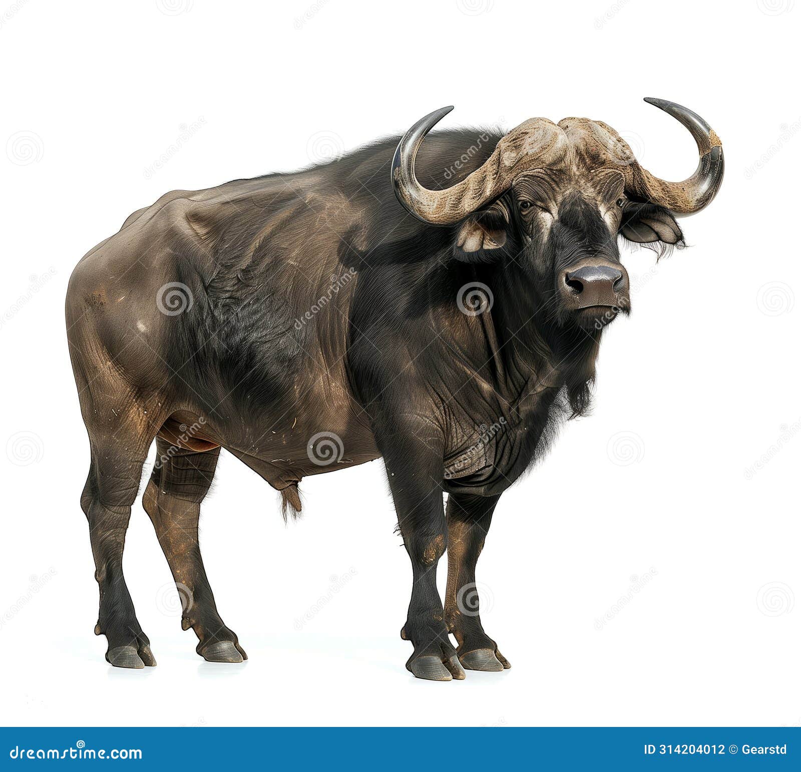 Sturdy African Buffalo on Simple Backdrop Stock Photo - Image of ...