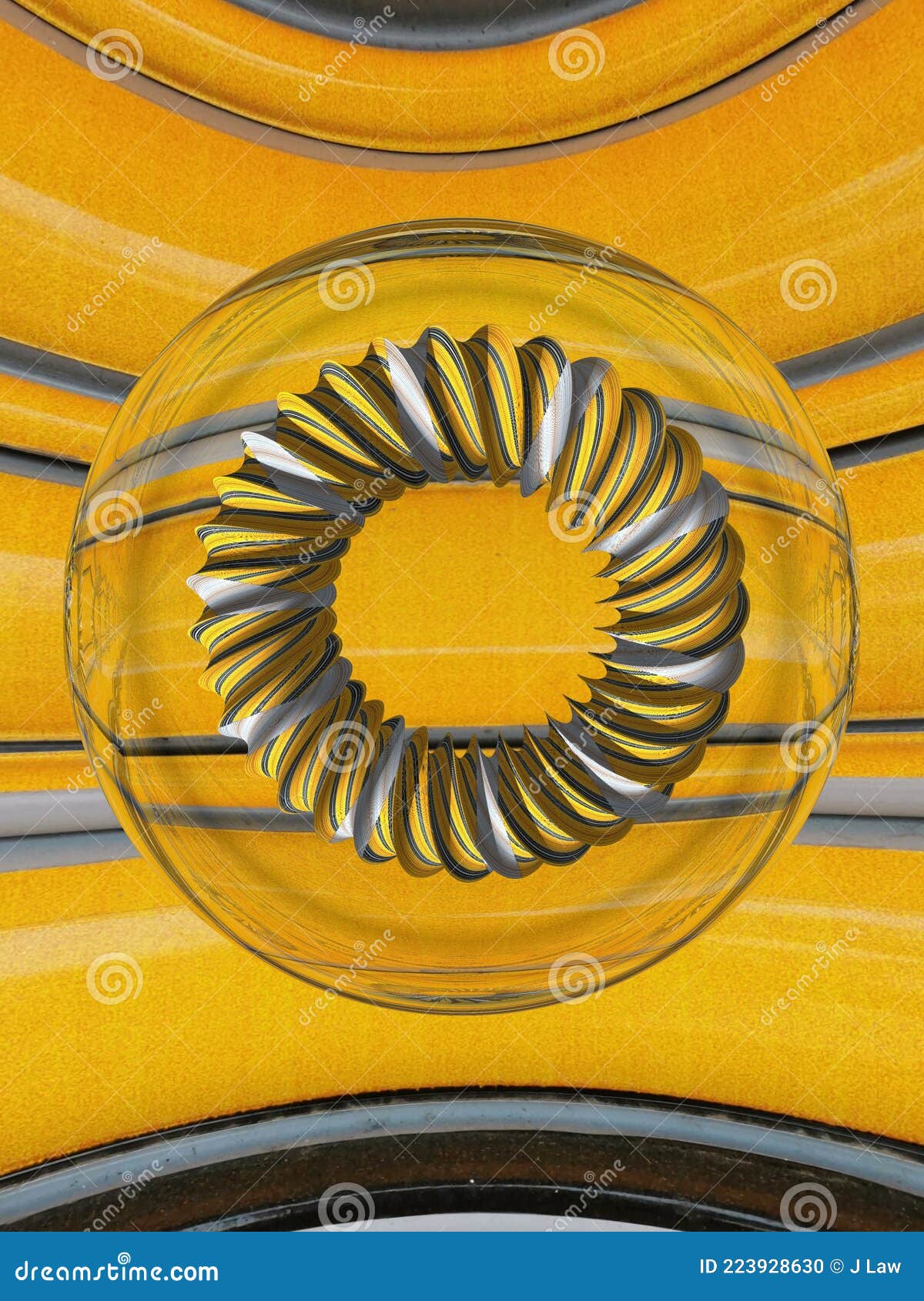 Captured Inside a Glass Sphere a Golden Mobius Ring with Yellow Grey ...